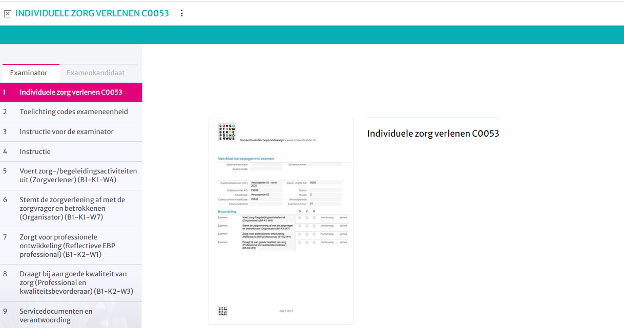 Examens Verzorgende IG - Individuele zorg verlenen (C0053)