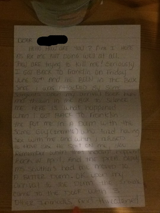 Urgent: Letter from Eyricka King at Franklin Correctional Facility – re ...