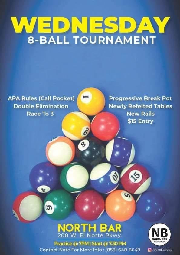 8 Ball Tournament every Wednesday Night | The North Bar