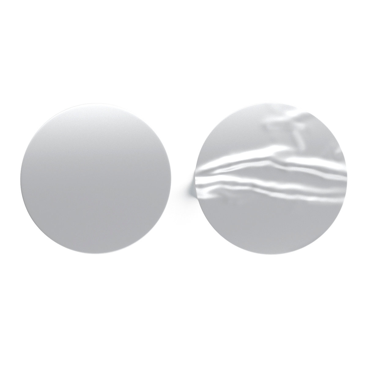 Two Round Stickers - silver sleek and wrinkly sticky tag 3D Model