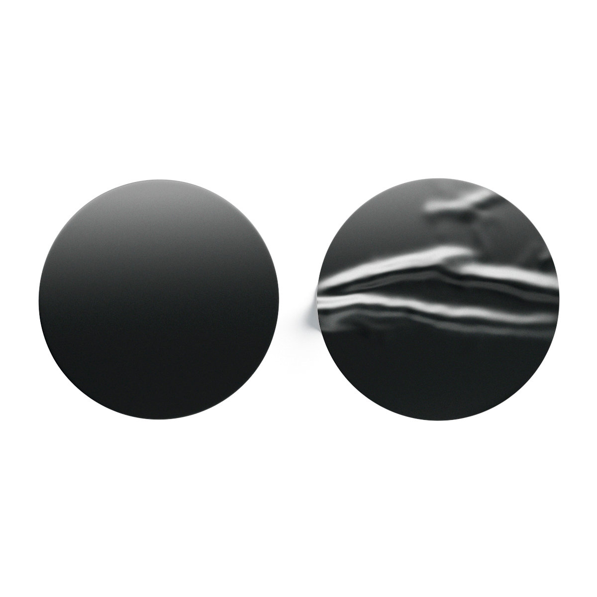 Two Black Round Stickers - sleek and wrinkly sticky tag 3D Model