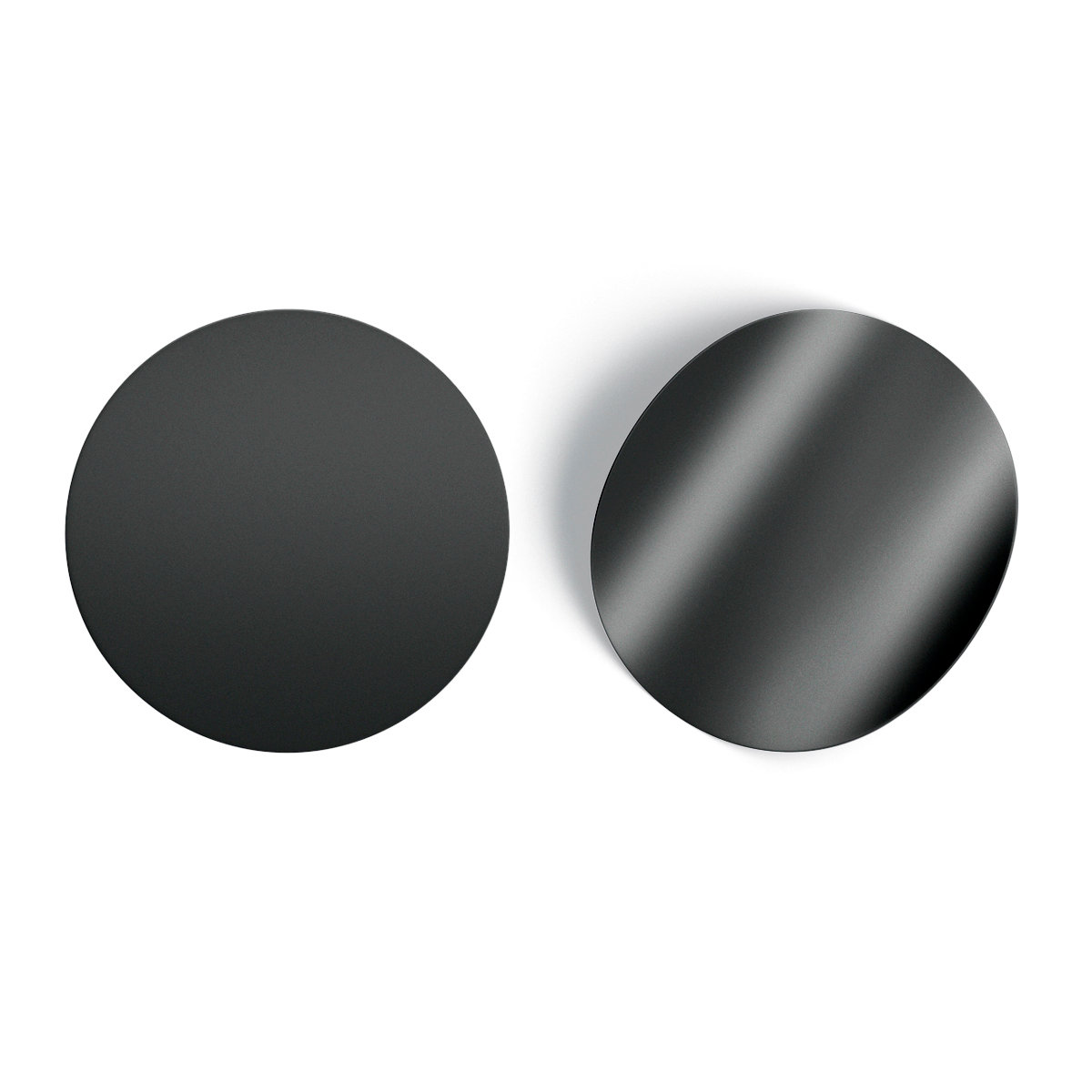 Two Black Round Stickers - smooth and curled corners glued tag 3D Model