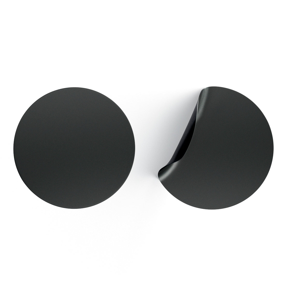 Two Black Round Stickers - smooth and curved sticky labels 3D Model