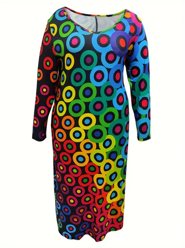 Circle Flower Colorful Print Dress | DSC Vision Corner