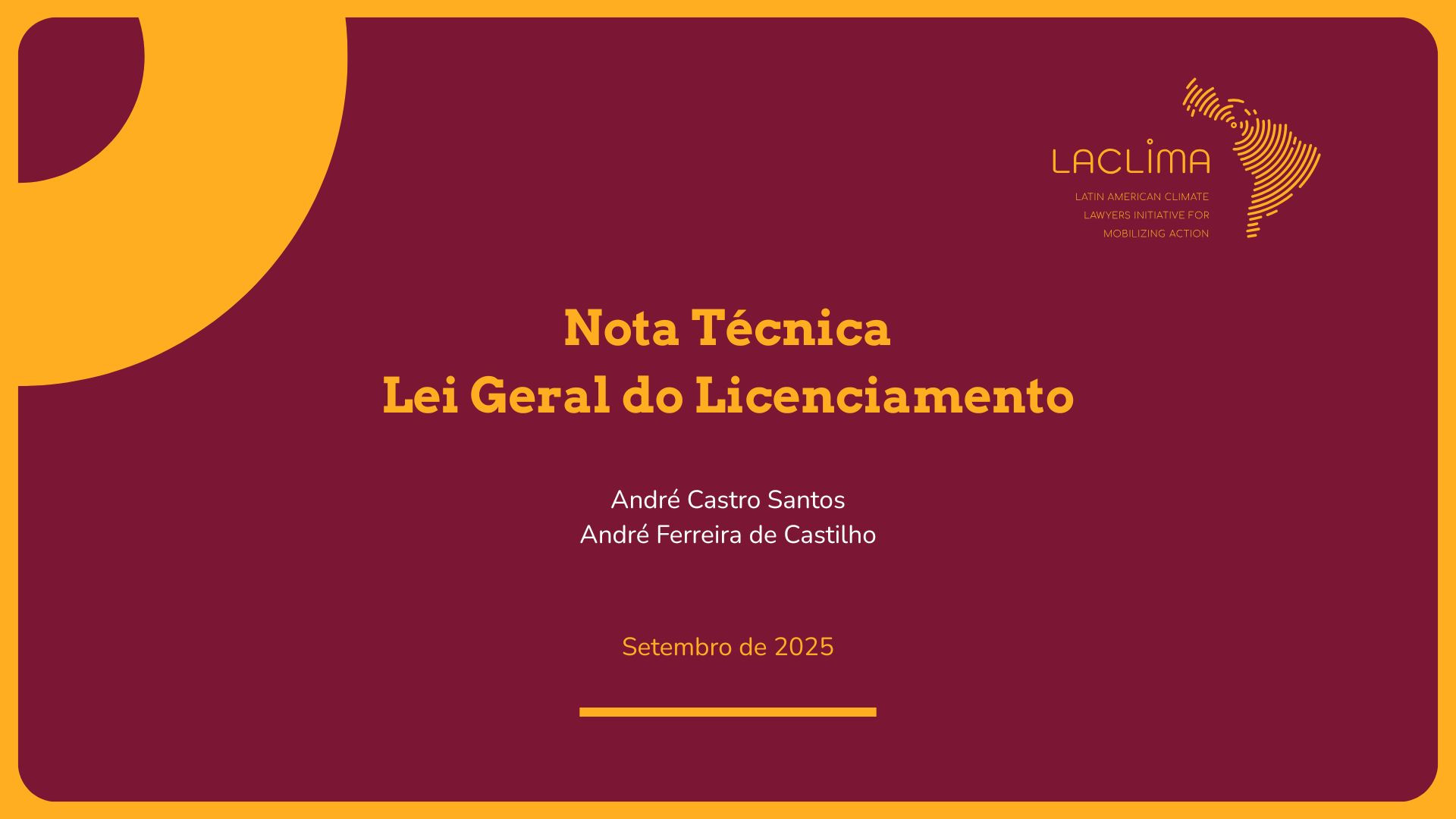 Nota Técnica Lei Geral do Licenciamento | LACLIMA