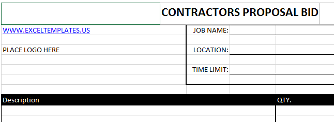 Contractor Proposal Bid