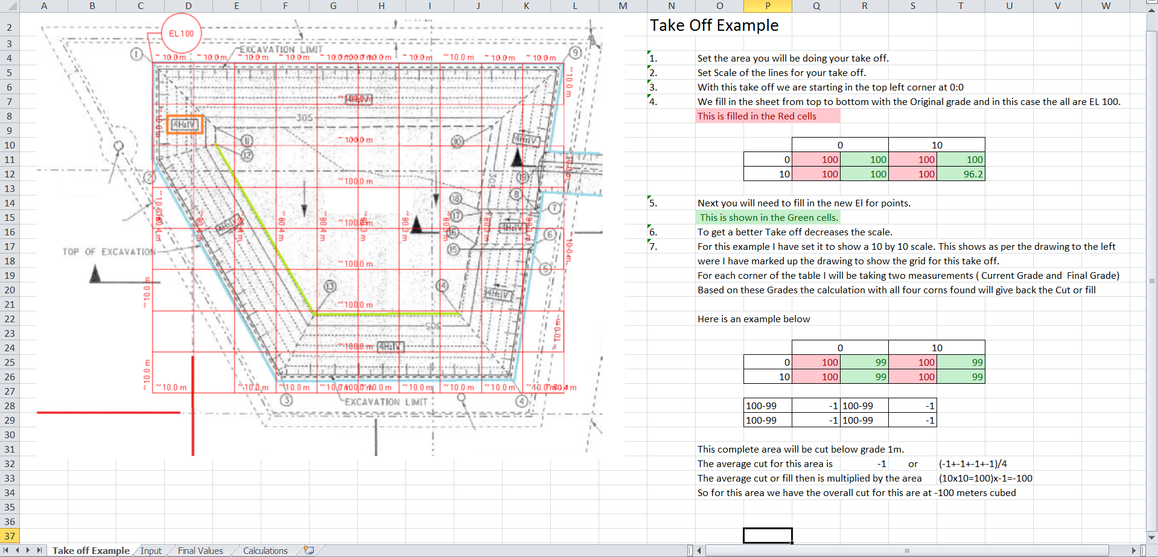 Sitework Excavation Estimating Sheets