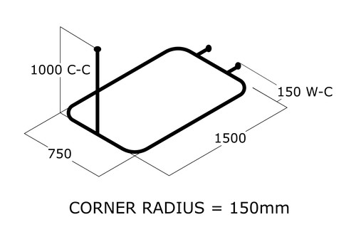 CB Ideal - Rectangular Shower Curtain Rail w/ Single Ceiling & Two Wall ...