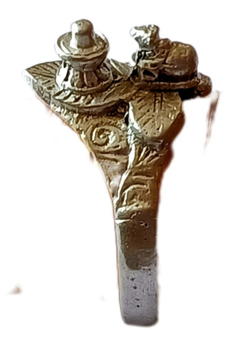 Dakshin Cult's Silver Shivling with Nandi Ring, Unisex, Size 19 ...