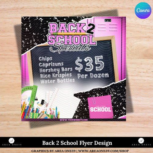 Editable Back to School Flyer Template for Canva | Area One59