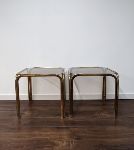 Pair of MCM Brass & Glass Side Tables | 15Two Home