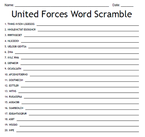 United_Forces_Word_Scramble 2nd | My Site