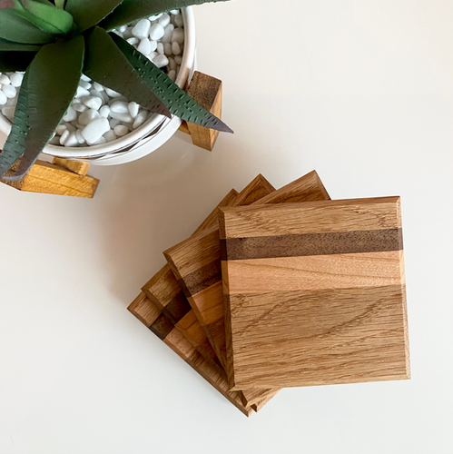 Solid Oak Coasters - Oak, Cherry and Black Walnut - Bevelled design ...