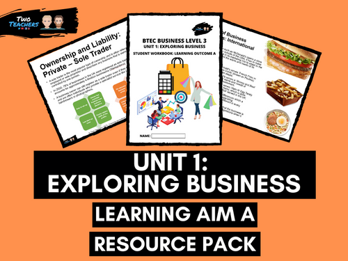 BTEC Business Unit 1: Exploring Business Learning Aim A Resource Pack ...