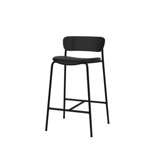 Tabouret PAVILION AV10 - Noir & cuir noir | SLIK Interior Design
