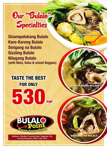 Our Menu | Bulalo Point Turo-turo Grill
