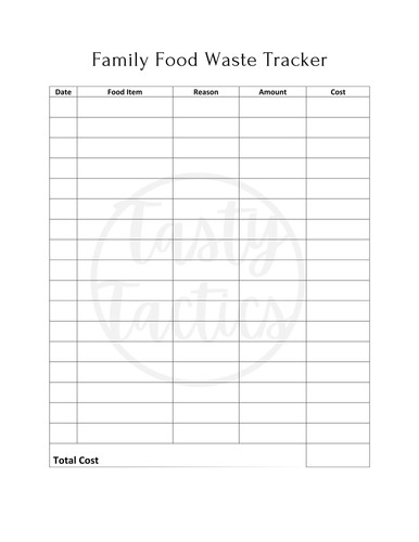 Family Food Waste Tracker | Tasty Tactics