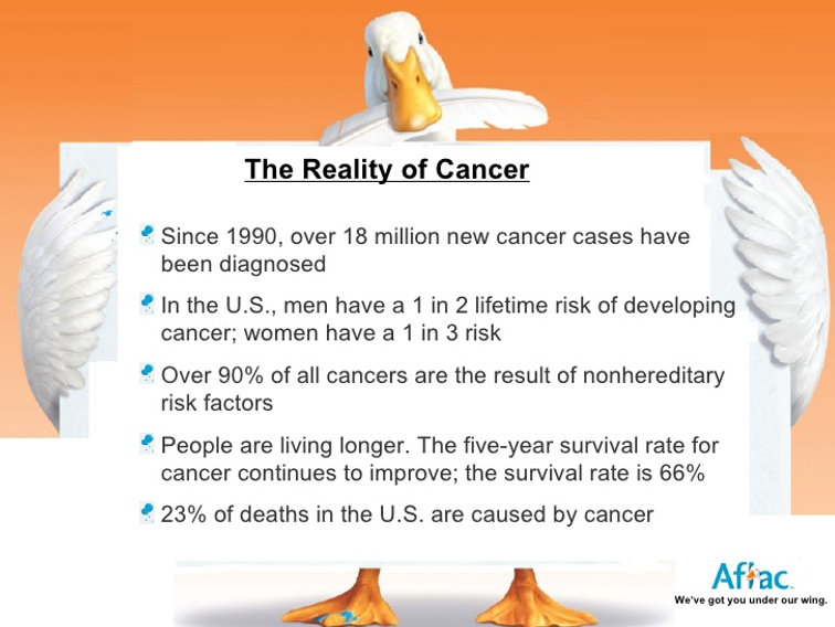 8The reality of Cancer, Aflac is here to help.