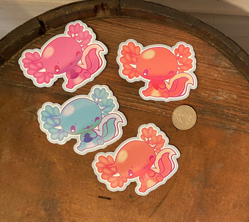 Set of four Axolotls - Sticker, FREE Domestic Shipping | Creative ...
