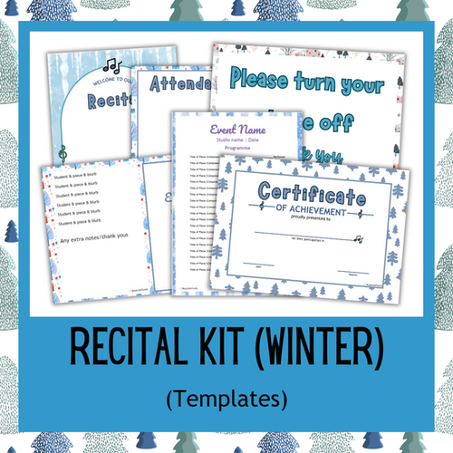 Recital Kit (Winter) | Editable Templates | BusyLittleTurtle
