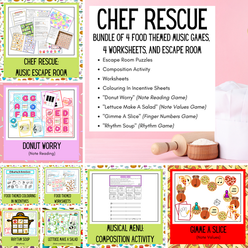 Chef Rescue Bundle | Music Escape Room, 4 Games, 4 Worksheets ...