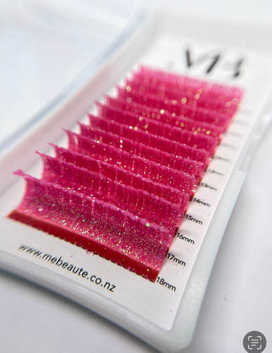 Pink Glitter Eyelash Extensions - Mixed Size Tray | Me.Beaute
