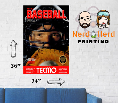 Tecmo Basball NES Box Cover Poster | Nerd Herd Printing