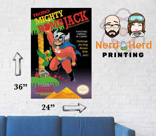 Mighty Bomb Jack NES Box Cover Poster | Nerd Herd Printing