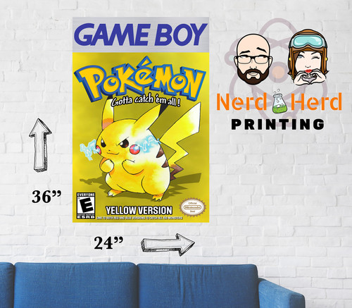 Pokemon Yellow Gameboy Cover Poster | Nerd Herd Printing