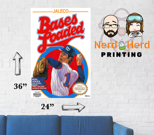 Bases Loaded NES Box Cover Poster | Nerd Herd Printing