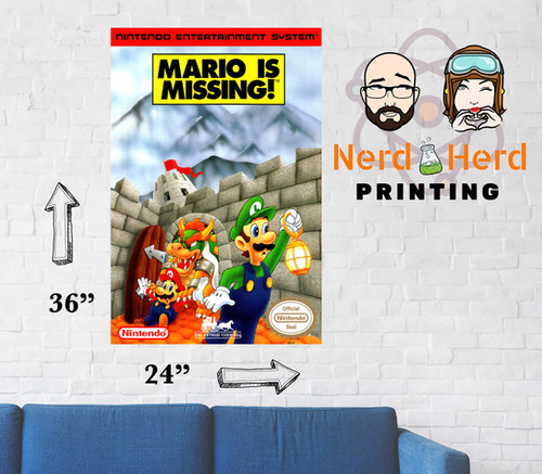Mario is Missing! NES Box Cover Poster | Nerd Herd Printing