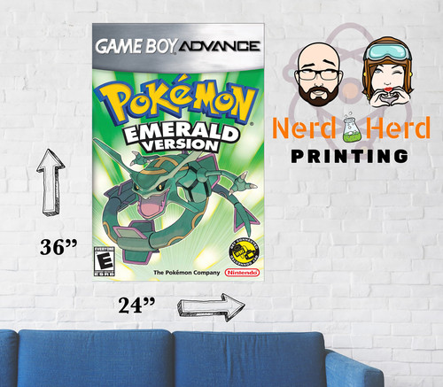 Pokemon Emerald Gameboy Cover Poster | Nerd Herd Printing