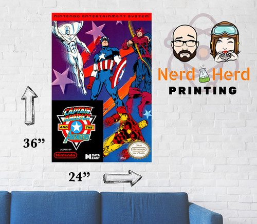 Captain America NES Box Cover Poster | Nerd Herd Printing