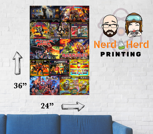 Pinball Backglass Collage Poster | Nerd Herd Printing