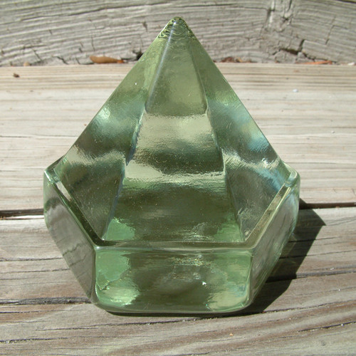 Large Light Green Solid Glass Deck Prism 6-sided Pyramid Shaped ...