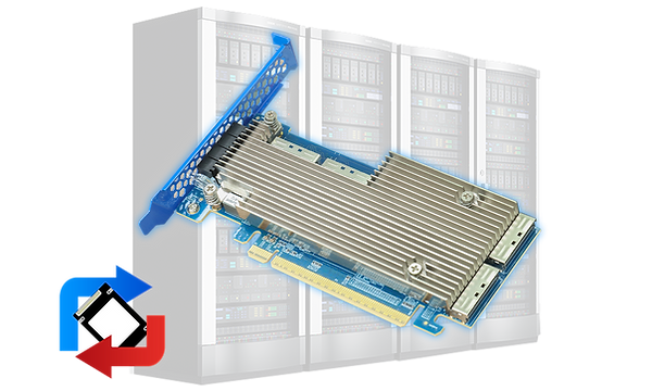 Rocket 7628A PCIe Gen5 x16 to 4-MCIOx8 NVMe RAID Adapter