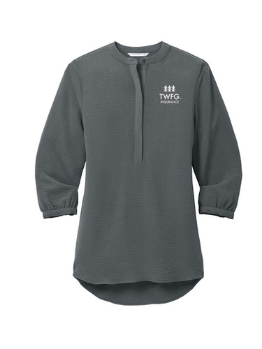 Port Authority® Women's 3/4-Sleeve Textured Crepe Tunic | TWFG Store