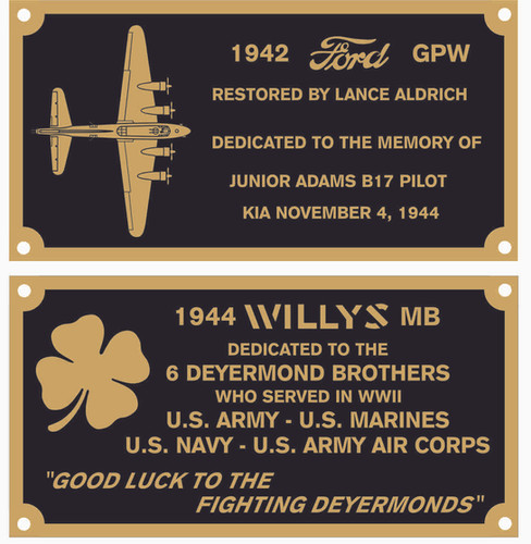 Custom Dedication Plate | Mil Vehicle Stencils