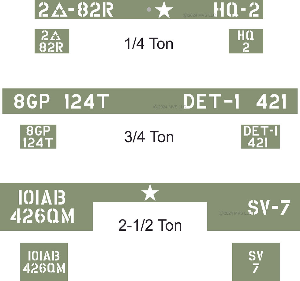 Unit Bumper Markings Decal Set | Mil Vehicle Stencils