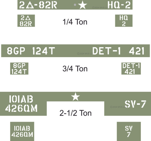 Unit Bumper Markings Decal Set | Mil Vehicle Stencils