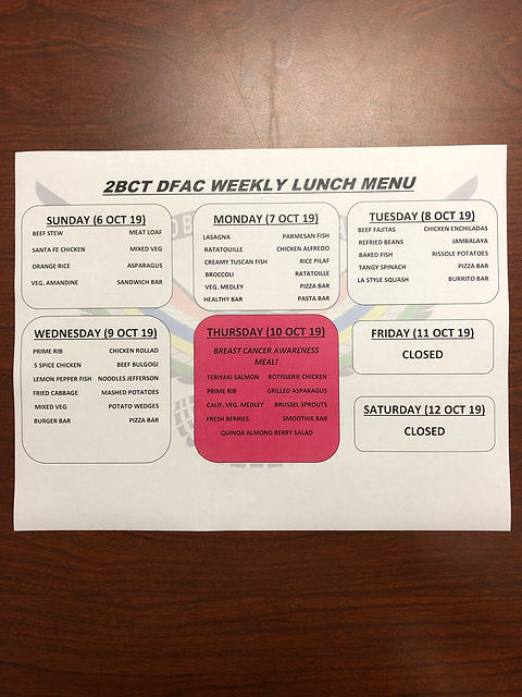 Menu | Falcon Inn Dining Facility