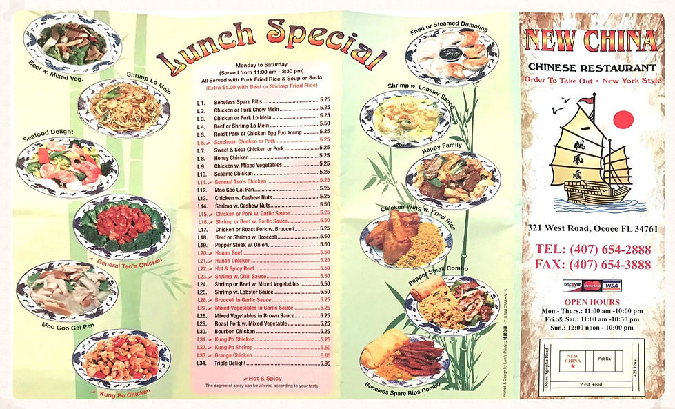 MENU | newchinaocoee