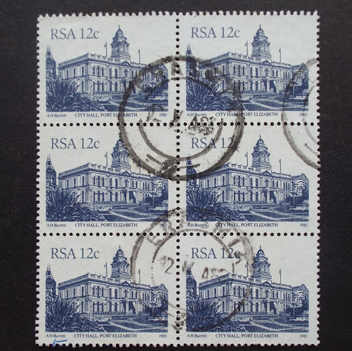RSA - 1985 Addt Value to 4th Defin Issue - 12c City Hall - Block of 6 ...