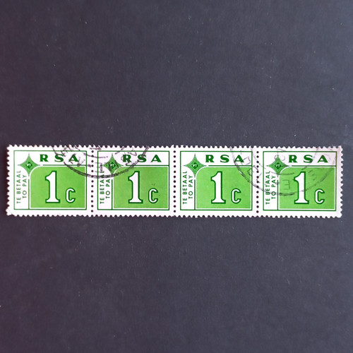 RSA - 1972 Postage Dues - 1c Green - Strip of 4 - Fine Used | Wizozzy ...