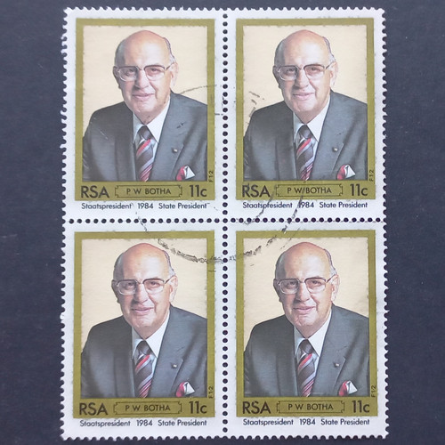 RSA - 1984 State President PW Botha - 11c - Block of 4 - Postally Used ...