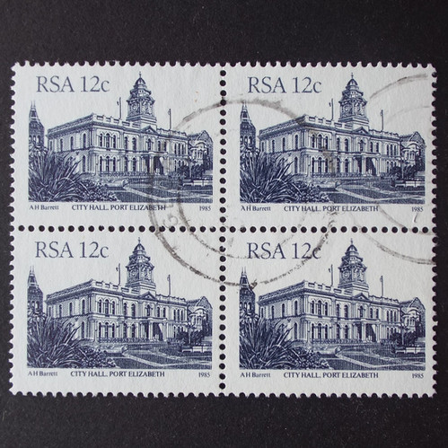 RSA - 1985 Addt Value to 4th Defin Issue - 12c City Hall - Block of 4 ...