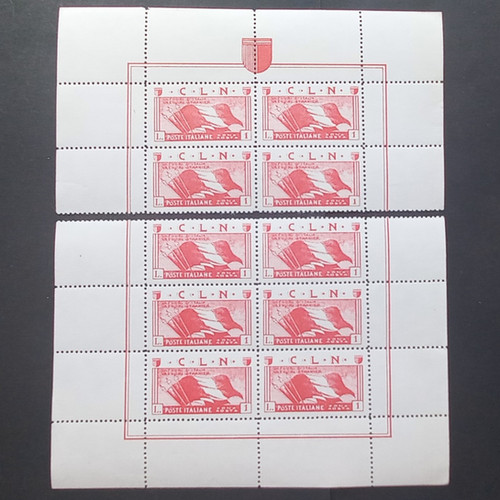 Italy "CLN" "Zona Aosta" - 1945 - Full set of Sheets (broken down ...