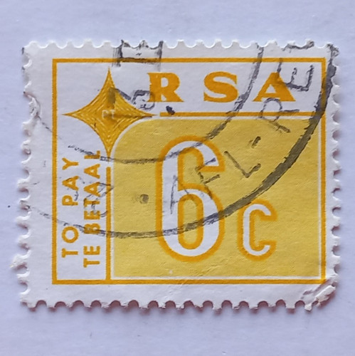 RSA - 1972 Postage Dues - 6c Yellow - Single - Used | Wizozzy Stamps