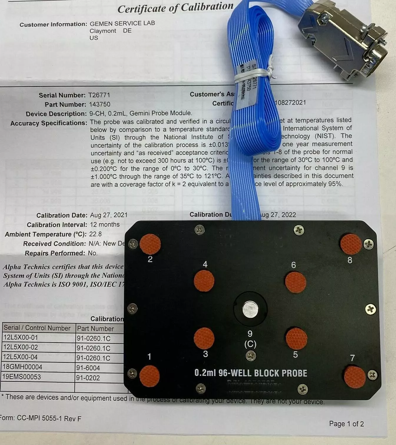 Applied Biosystems ABI 7500 PCR Temperature Verification Kit for 0.2 mL ...