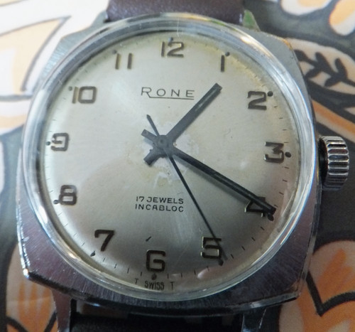 Unusual Rone 1950's 17 Jewel Square Shape Manual Movement Watch ...